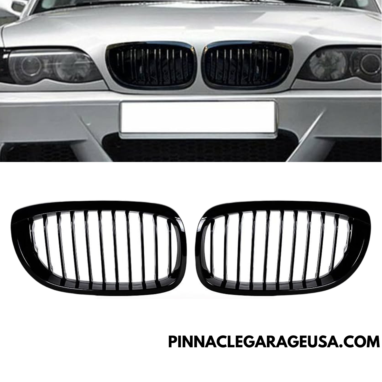 2002-2006 BMW E46 3 Series Coupe Gloss Black Front Kidney Grille Grill ...