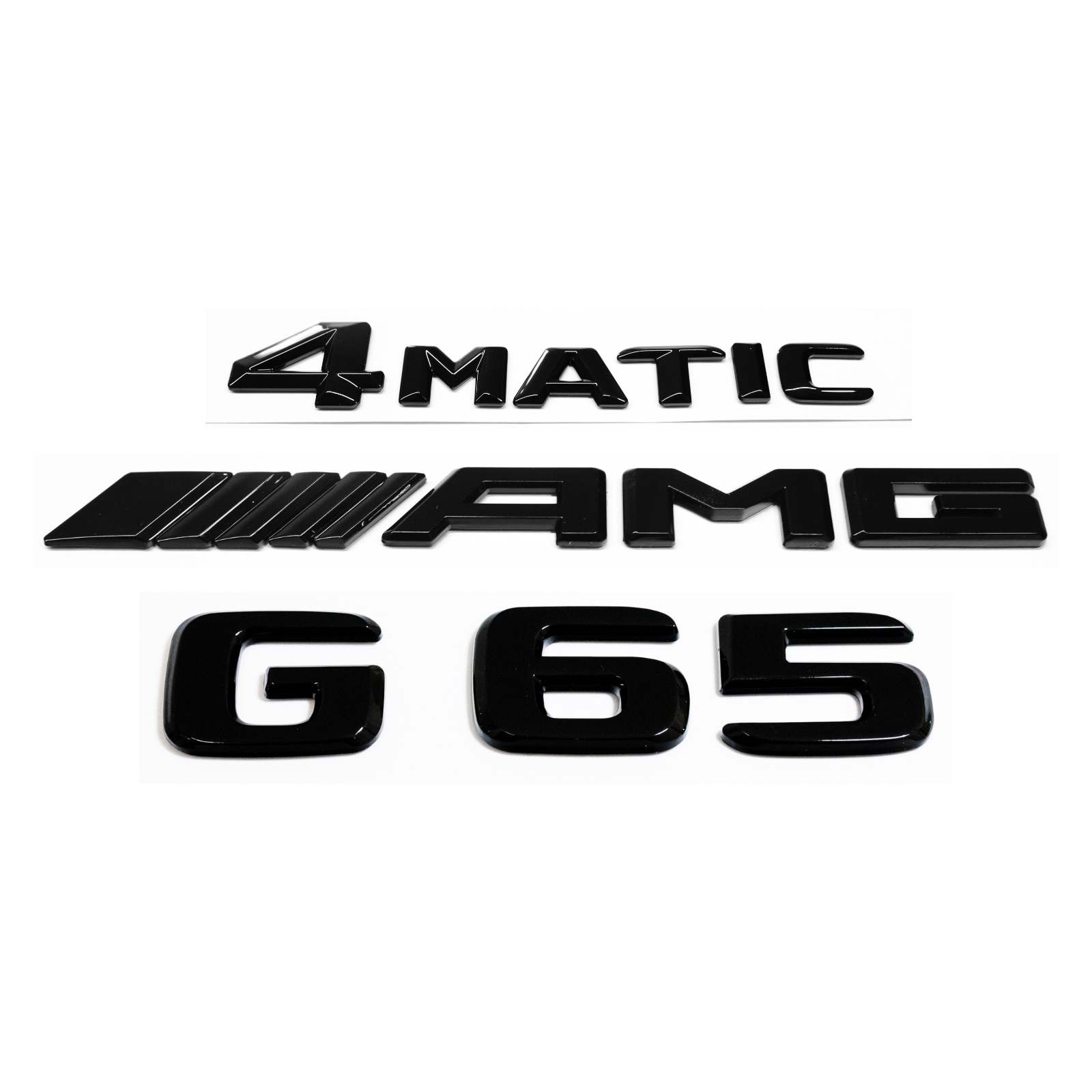 "G65" + "4MATIC" + "AMG" Gloss Black Raised Letter Emblem For Rear Tru ...
