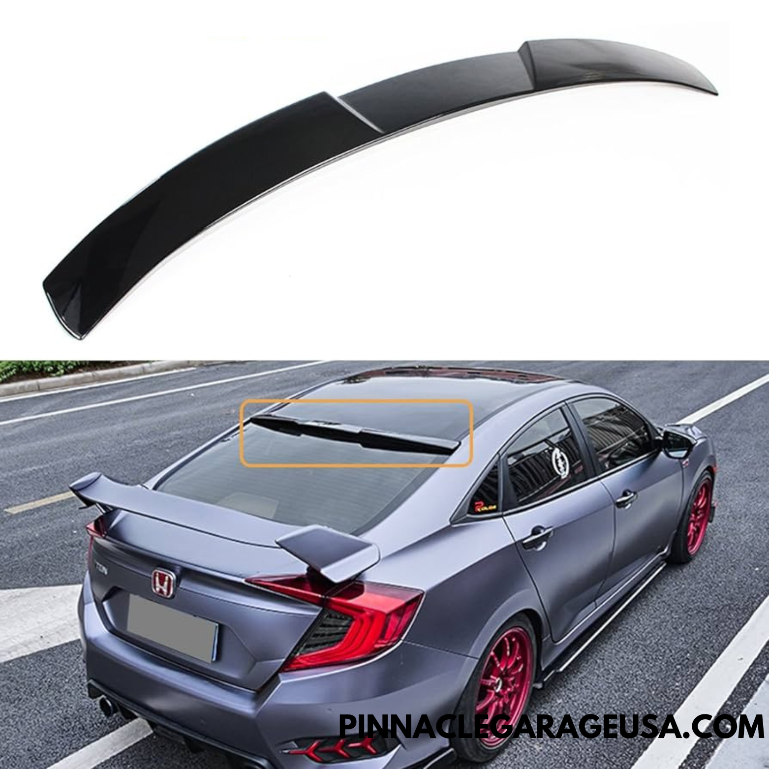 2016-2020 Honda Civic 10th Gen Rear Window RS Style Roof Spoiler Wing ...