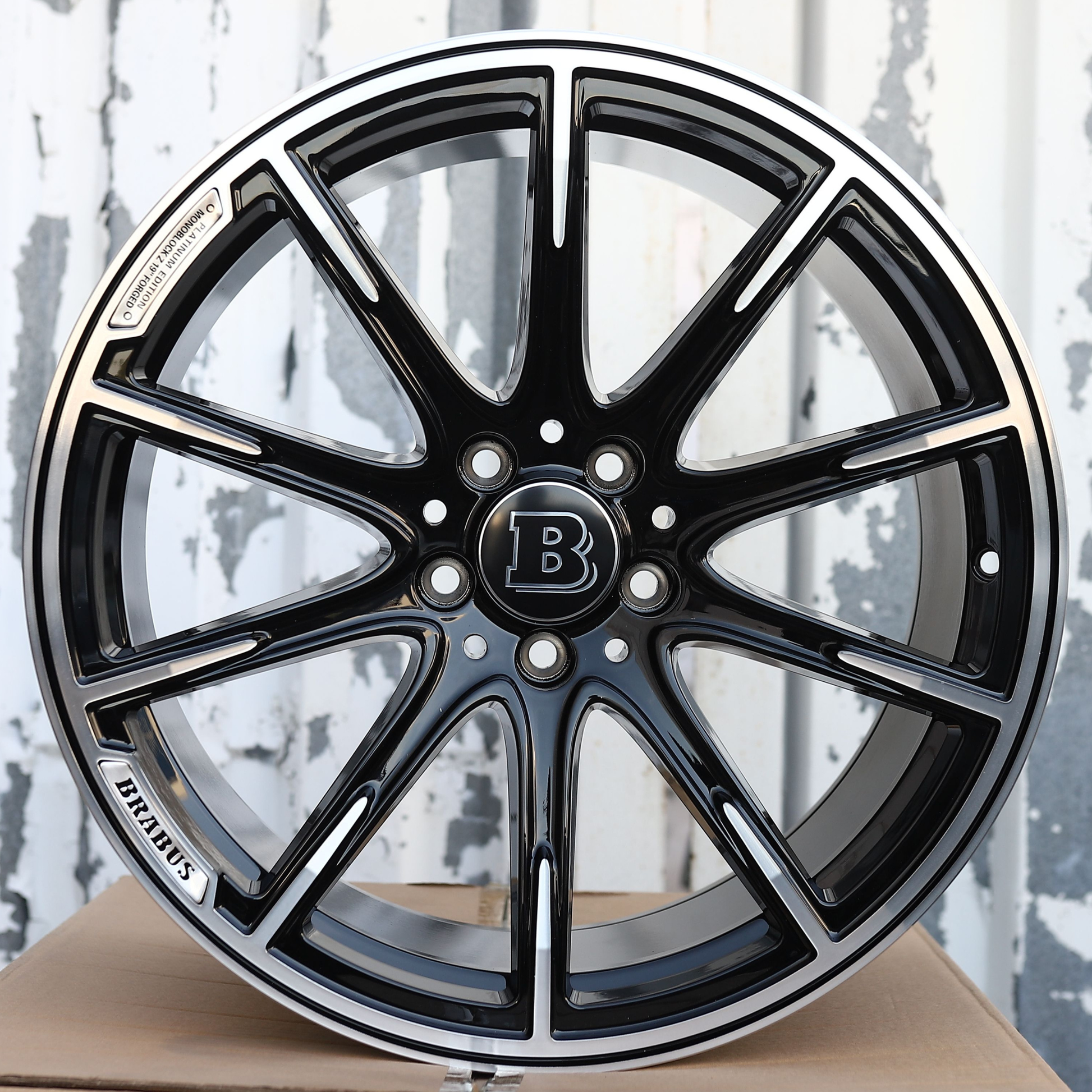 19" Black Machine Mercedes BRABUS Style Wheels (5x112) Fits C-Class E ...